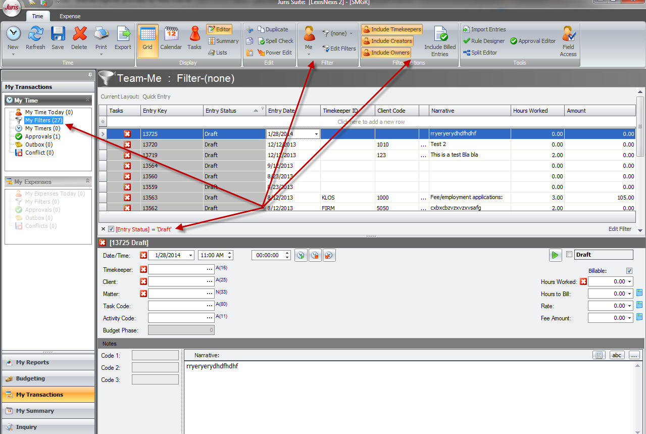 Missing Time Entries in Juris Suite