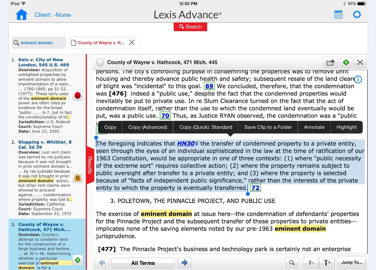 Copy (Advanced) in the Lexis App