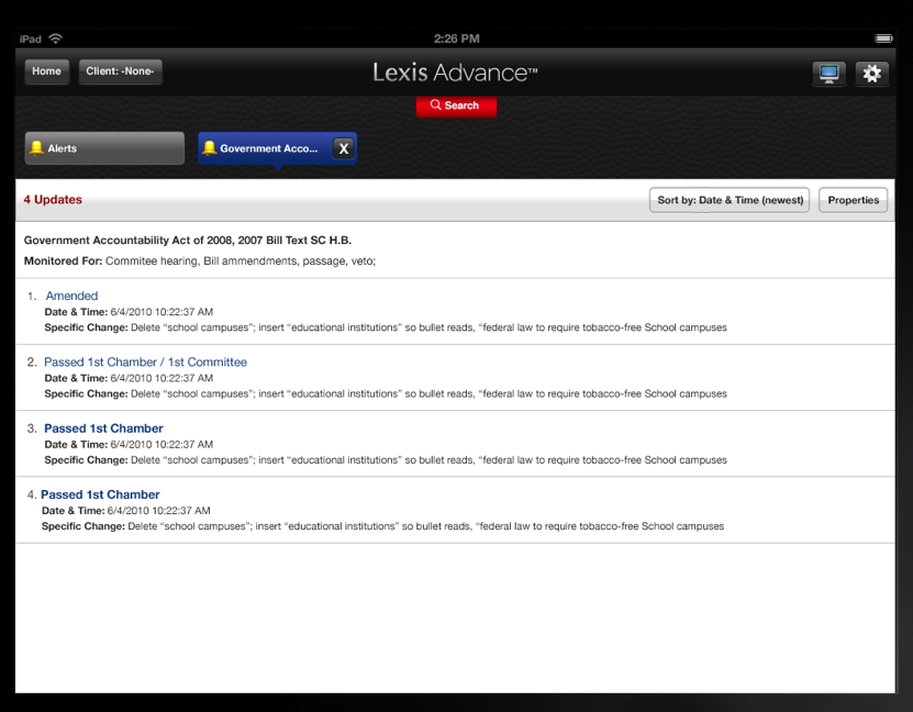 Alerts in the Lexis App