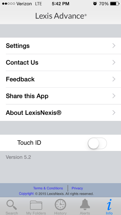 Fingerprint Authentication on Lexis App