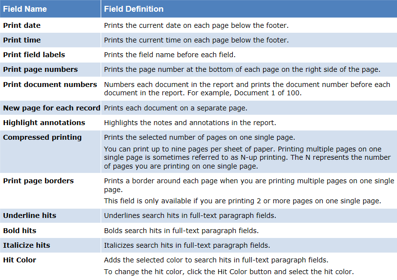 Printing and Exporting Documents in Concordance and Concordance Desktop